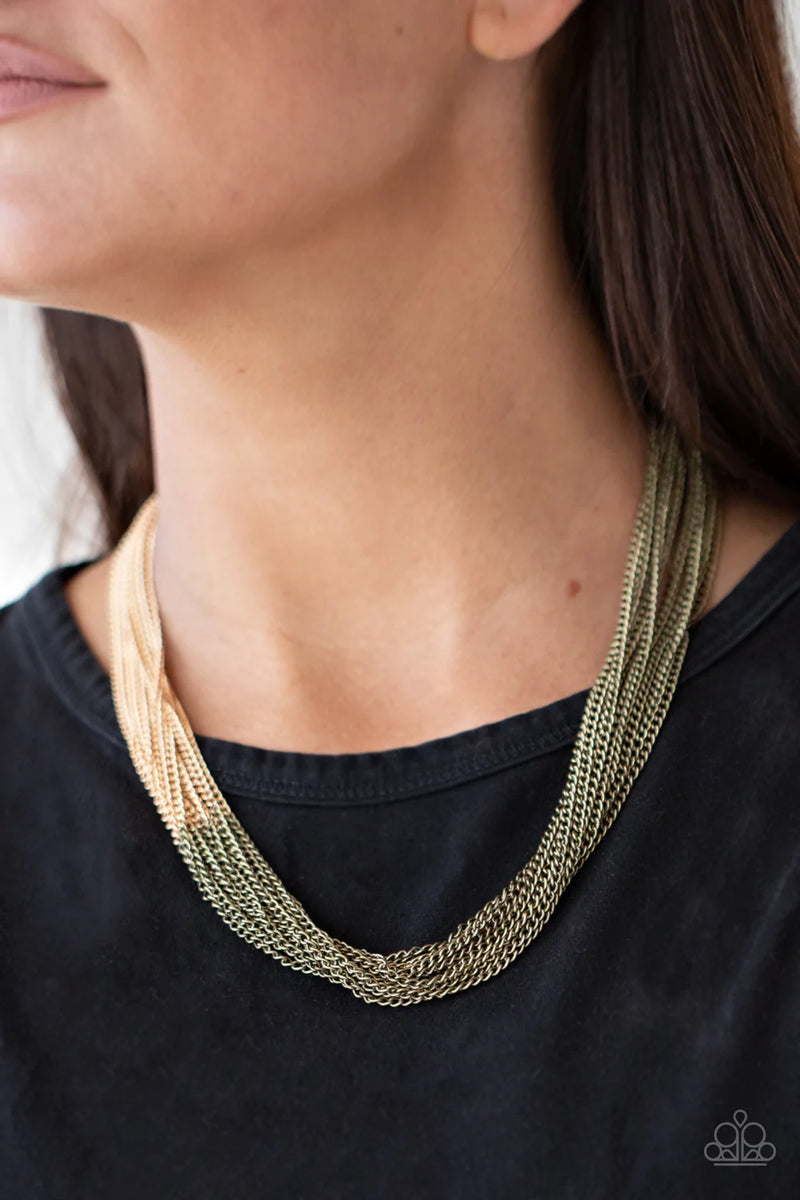 Paparazzi Metallic Merger - Brass Necklace – Joy of A Jewel